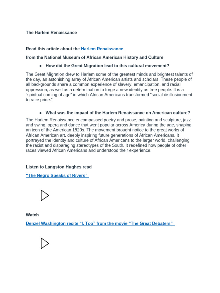 The Harlem Renaissance | PDF