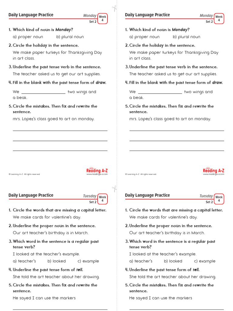 Daily Language Practice Exercises | PDF | Verb | Grammatical Tense