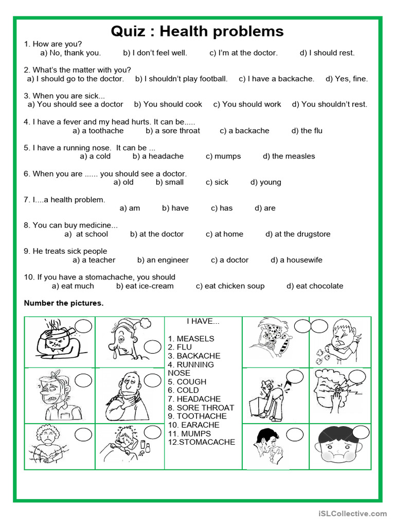 Health Problems - Quiz | PDF