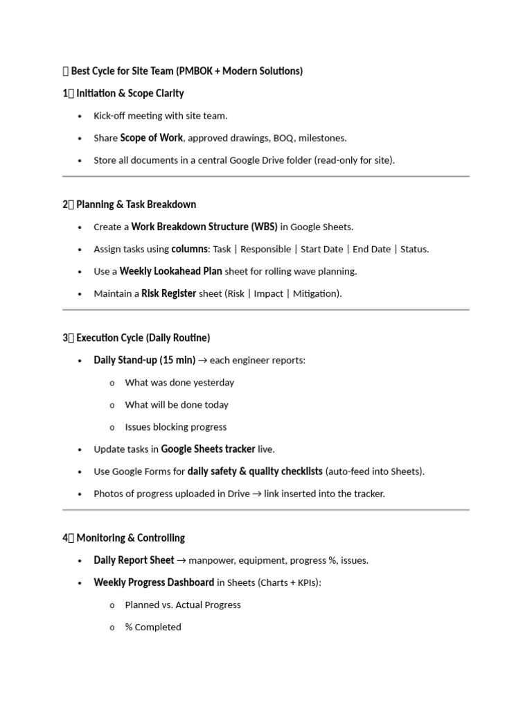 Optimized Site Team Cycle Guide | PDF