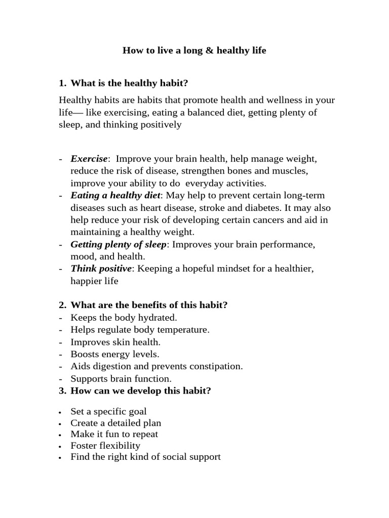 How To Live A Long and Healthy Life | PDF