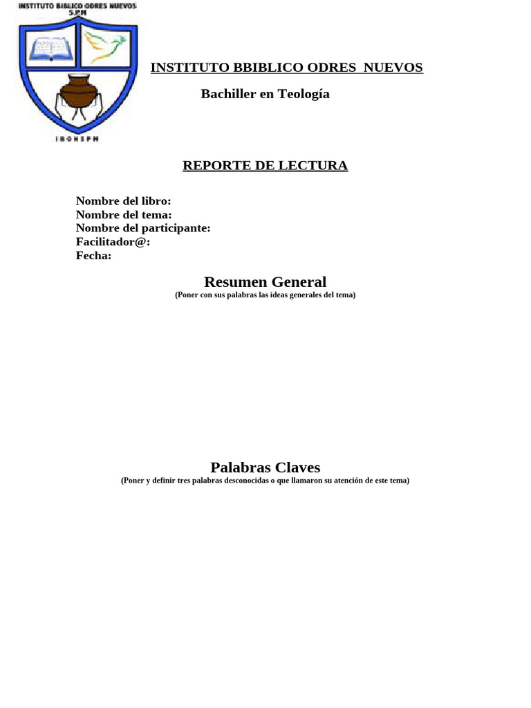 Hoja de Reporte de Lectura | PDF