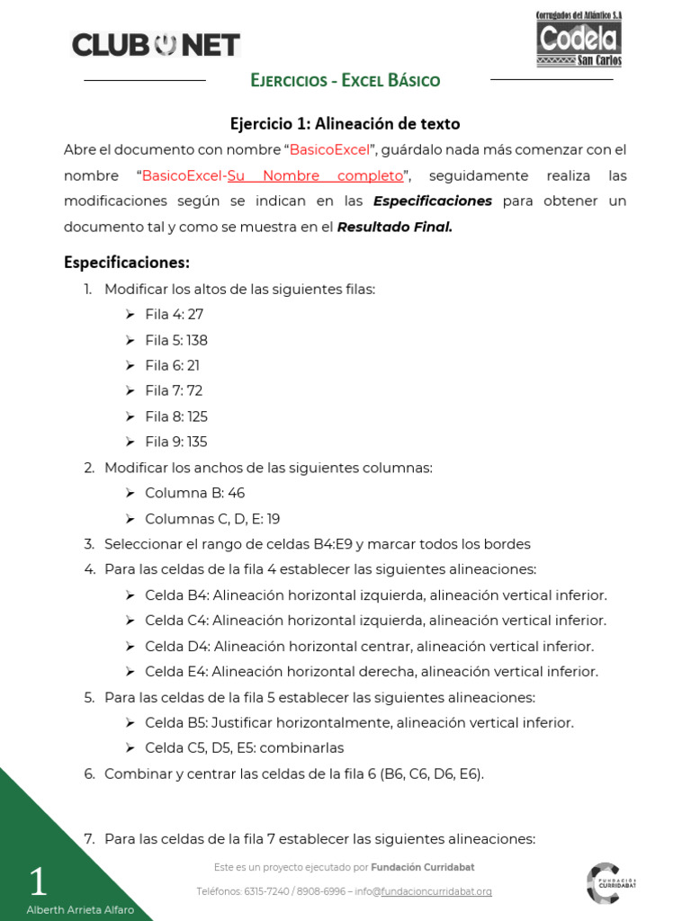 EJERCICIOS BÁSICOS EXCEL | PDF | Microsoft Excel | Decimal