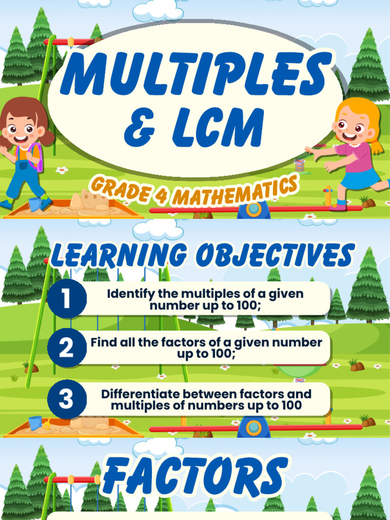 Multiples and Factors Lesson Presentation in Colorful Vector Style ...