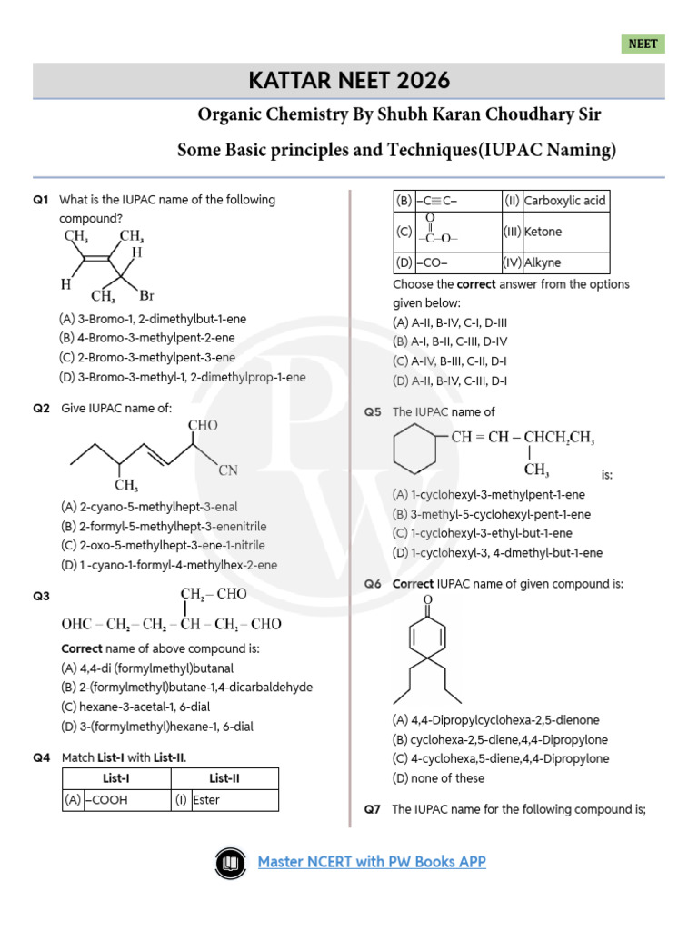 Some Basic Principles and Techniques (IUPAC Naming) | PDF | Chemistry ...