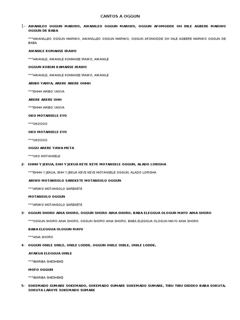 Cantos A Oggun | PDF
