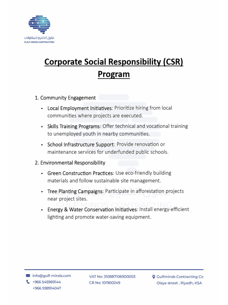 CSR Program: Community & Environmental Impact | PDF
