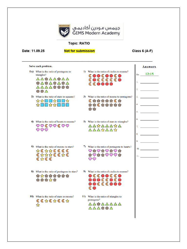 Understanding Ratios: Class 6 Answer Key | PDF
