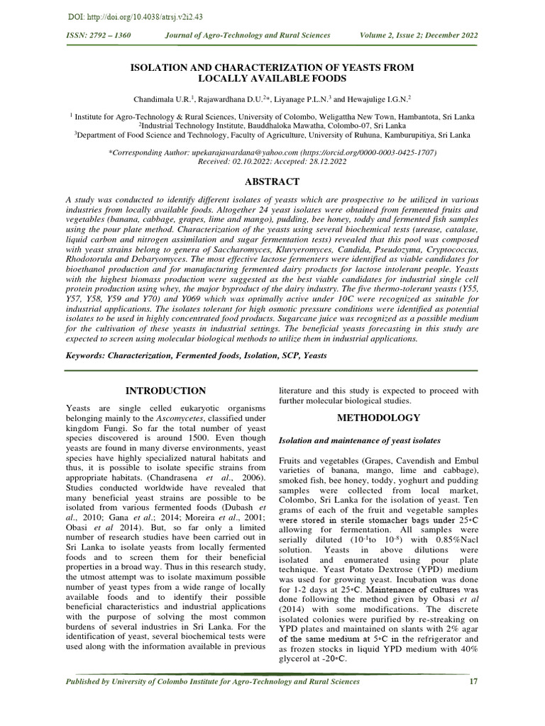 Yeast Isolation from Local Foods | PDF | Yeast | Fermentation