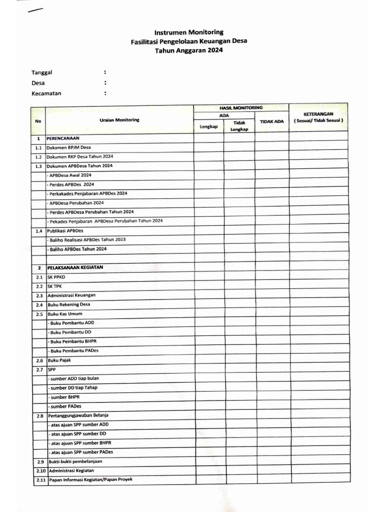 Instrumen Keuangan Desa | PDF