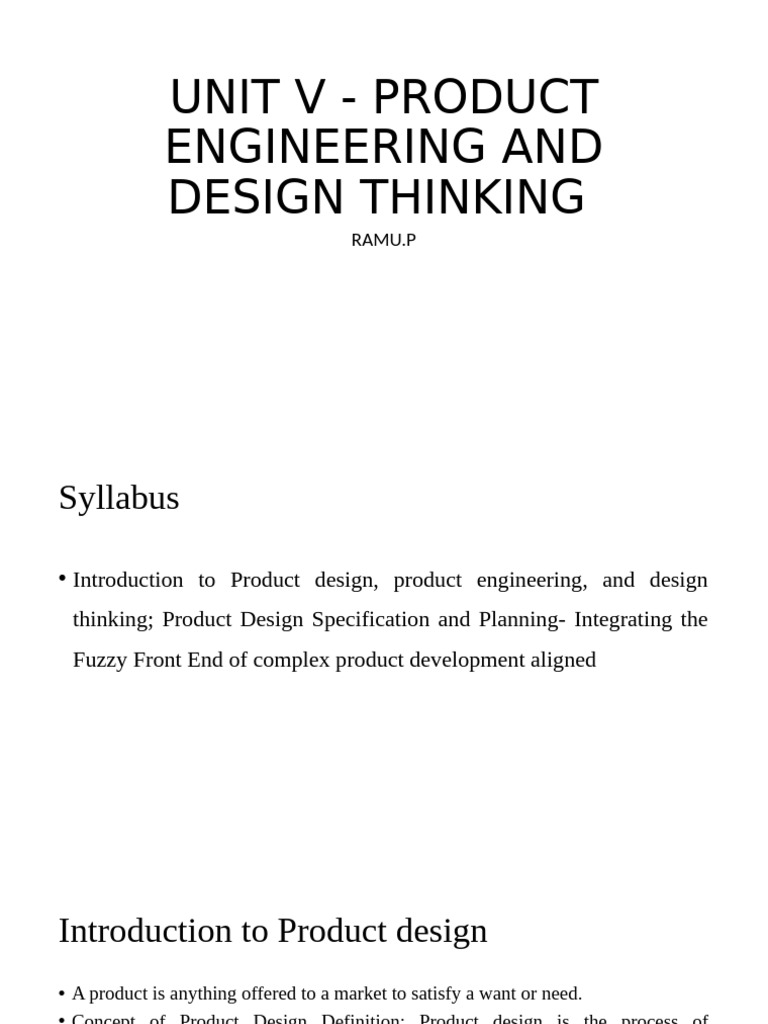 Unit v - Product Engineering and Design Thinking | PDF | Design ...