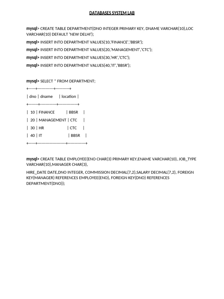 Nep Dbms Lab Sol | PDF | Information Science | Information Technology ...