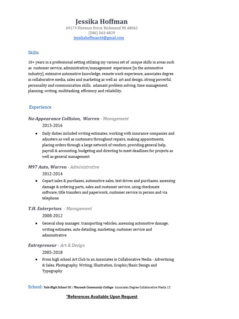 2018 Resume j Hoffman | PDF