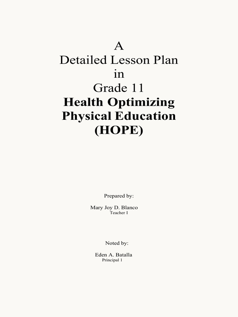 Grade 11 HOPE Lesson Plan: Physical Activity | PDF | Aerobic Exercise ...
