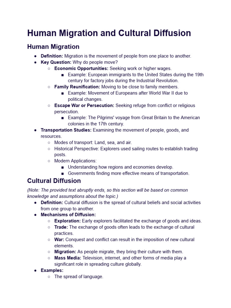 Human Migration and Cultural Exchange | PDF | Human Migration | Economies