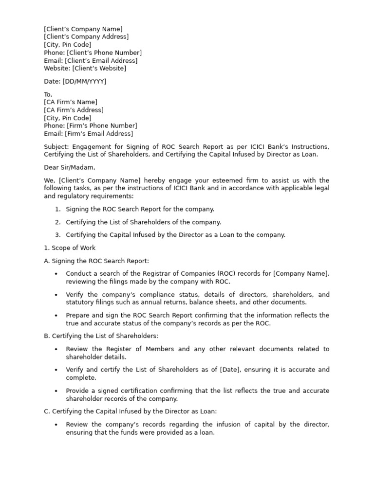 ROC Search and Certification Engagement | PDF | Loans | Fee
