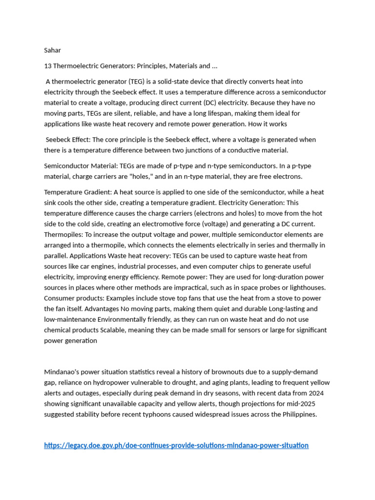 Thermoelectric Generators Explained | PDF | Photovoltaics | Coal