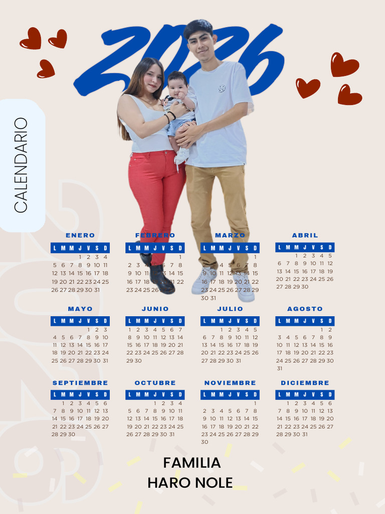 Documento Iglesia Culto Cristiano Congregación Calendario Anual 2026 ...