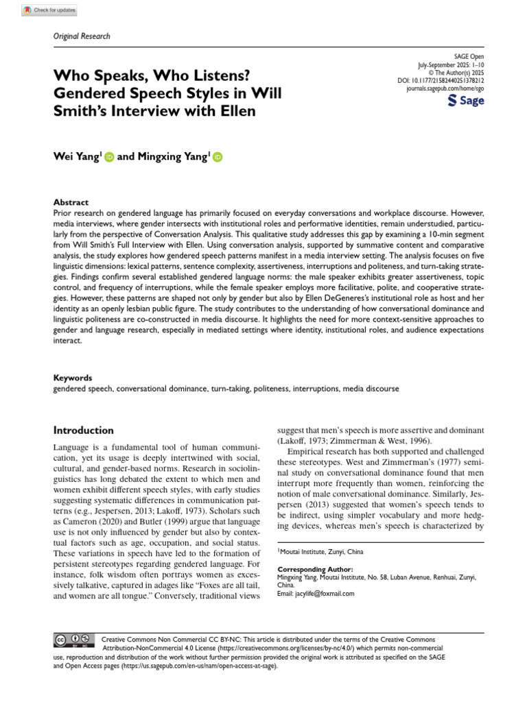 Yang Yang 2025 Who Speaks Who Listens Gendered Speech Styles in Will ...