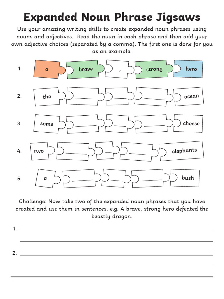 Expanded Noun Phrase Activities | PDF