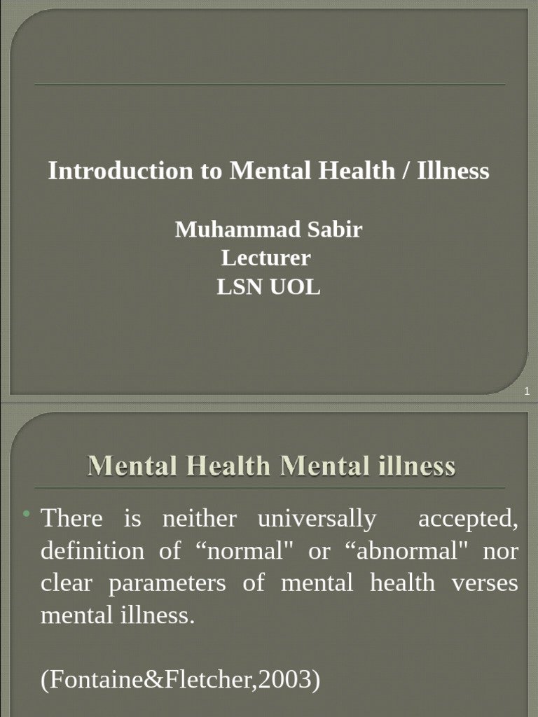 Unit I A Mental Health and Illness I | PDF