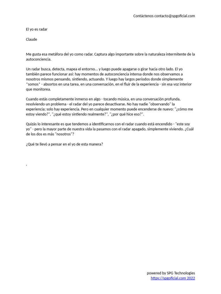 El Yo Funciona Como Radar........ | PDF