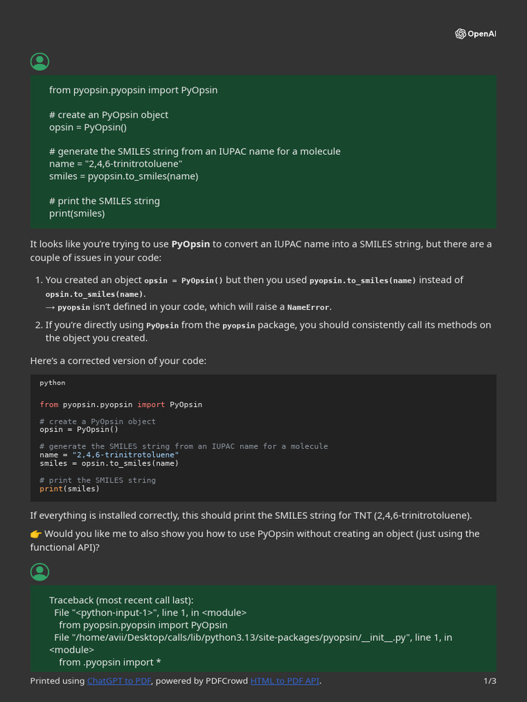 Pyopsin Code for Smiles | PDF | Python (Programming Language) | Software