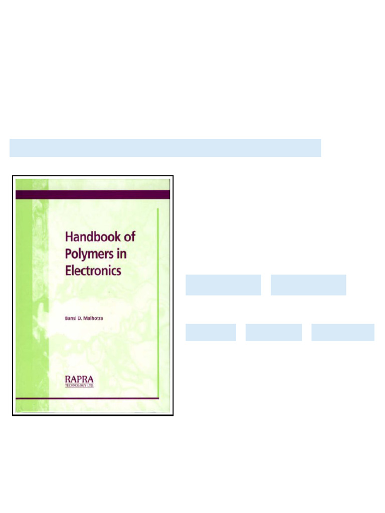 Handbook of Polymers in Electronics 1st Edition Malhotra - ebook and textbook resources | PDF ...