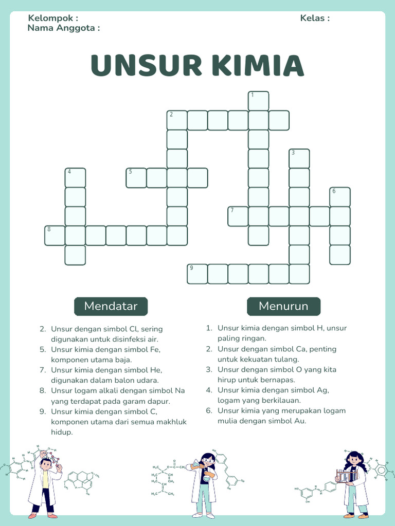 Unsur Kimia: Kuis Menurun dan Mendatar | PDF