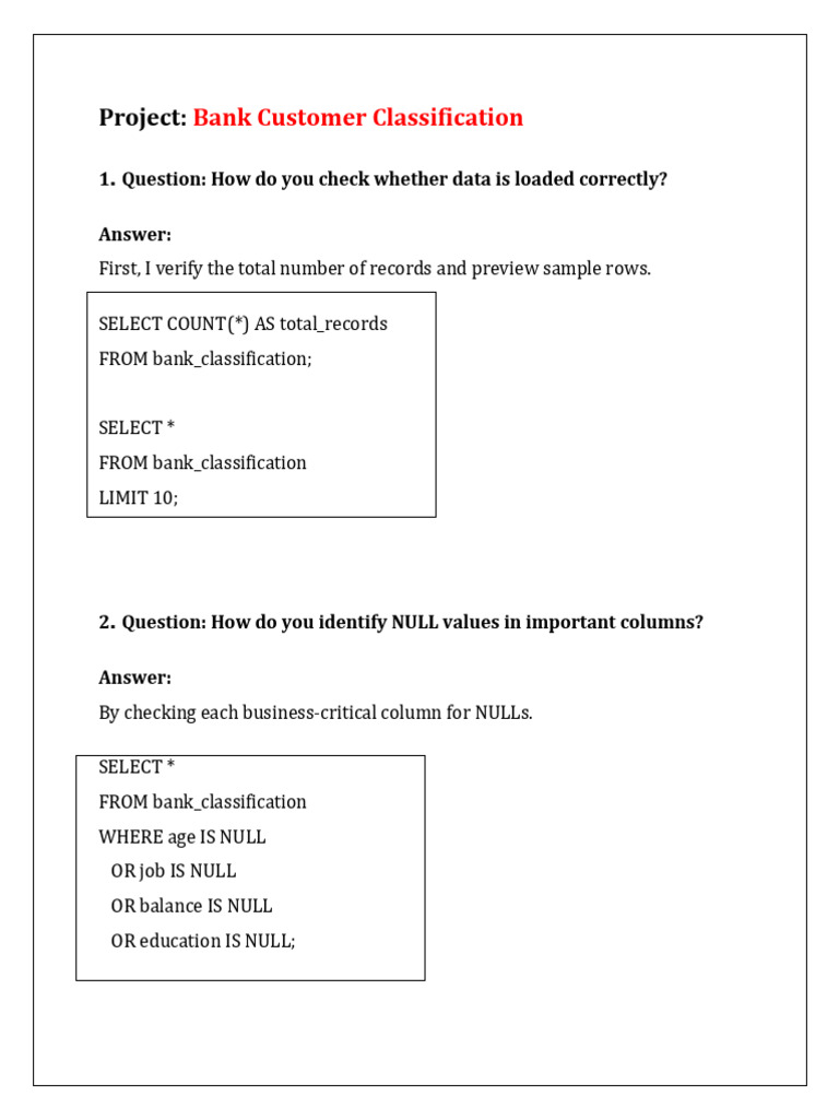 Bank Project SQL | PDF | Computer Programming | Computing