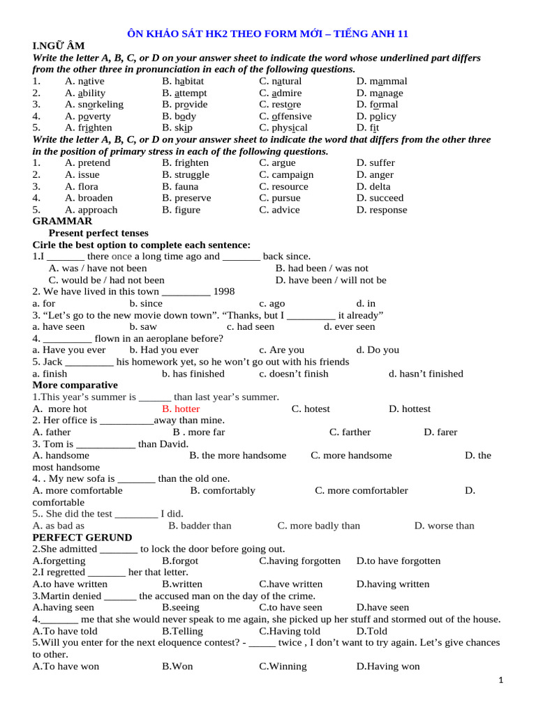 Ôn Khảo Sát Hk2 Theo Form Mới- k11 (1) | PDF | University | Vocational ...