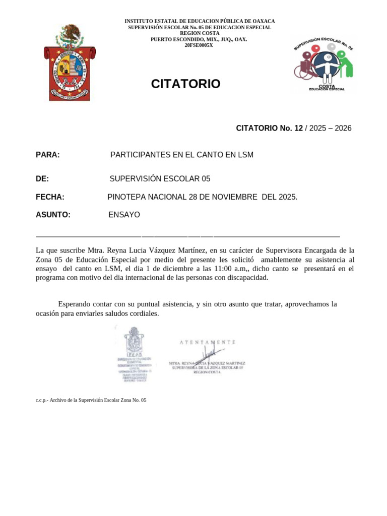 Citatorio Canto | PDF