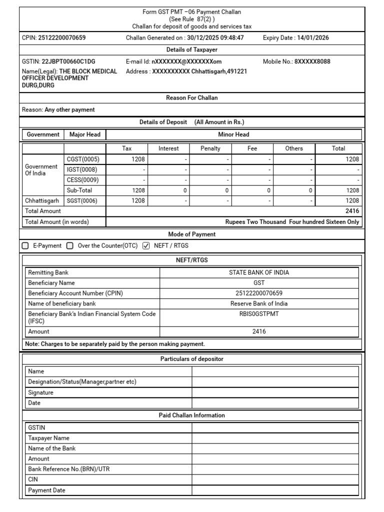 Gst Challan (5) | PDF | Cheque | Money