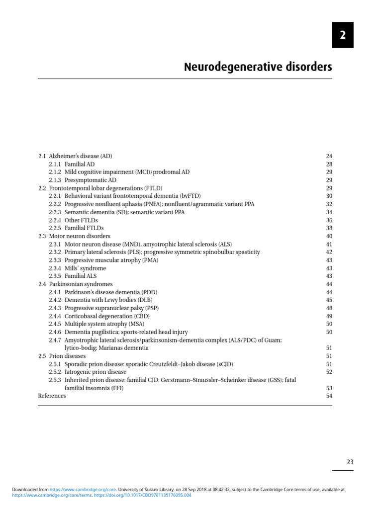 Neurodegenerative Disorders | PDF | Neurological Disorders | Cognitive ...