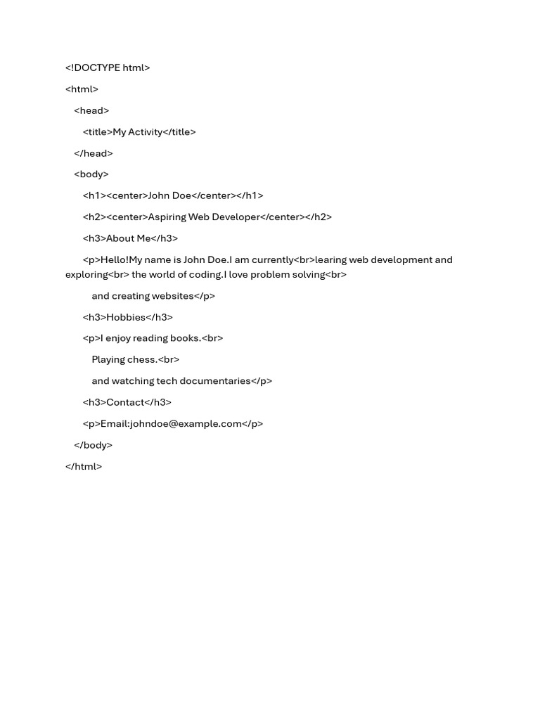 John Doe - Aspiring Web Developer | PDF