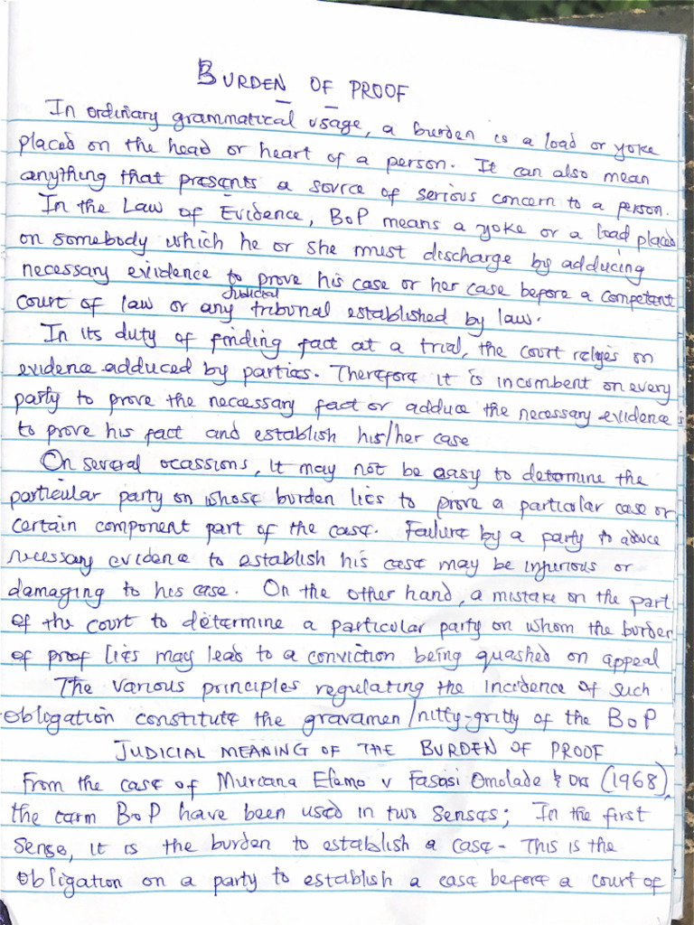 Burden of Proof (Prof Idowu) | PDF