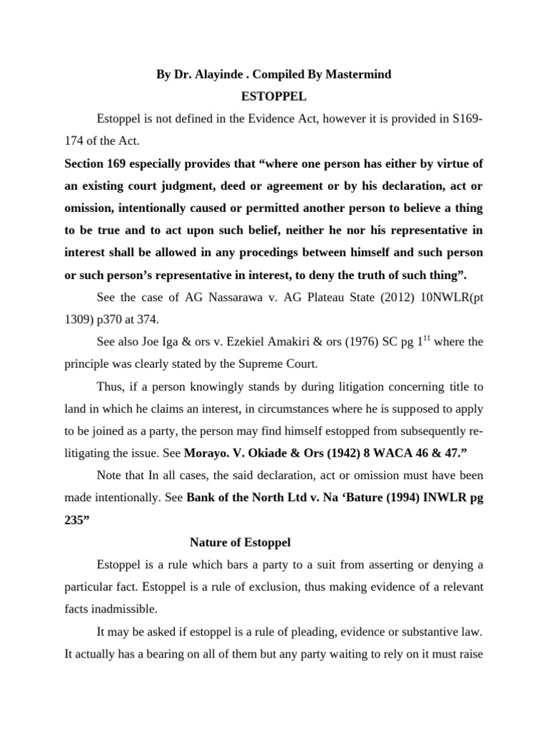 Estoppel | PDF | Lawsuit | Estoppel