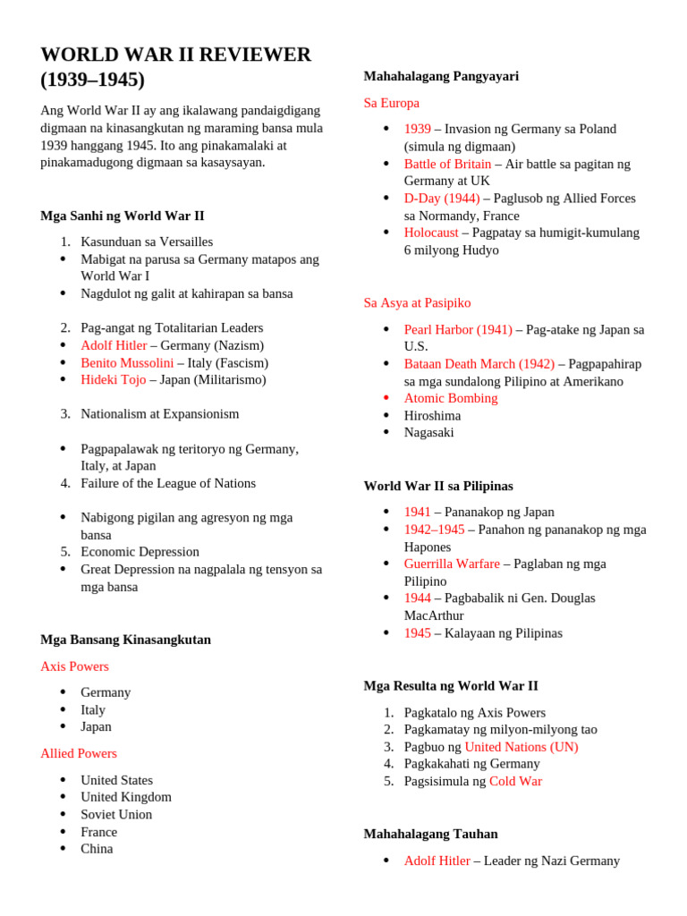 World War II Reviewer | PDF