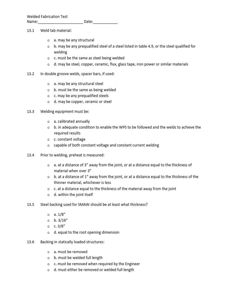 Welded Fabrication Testing Guidelines | PDF | Welding | Construction