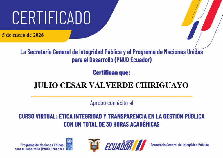 Curso Virtual Ética, Integridad y Transparencia en La Gestión Pública Programa 23-Constancia de ...