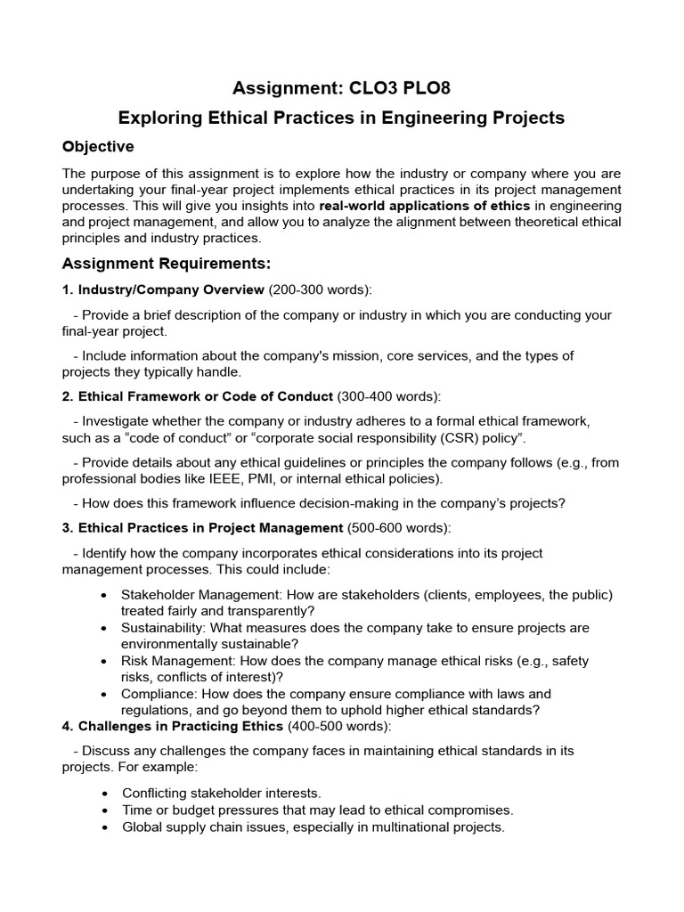 Ethics and Project Management - Assignment | PDF | Corporate Social ...