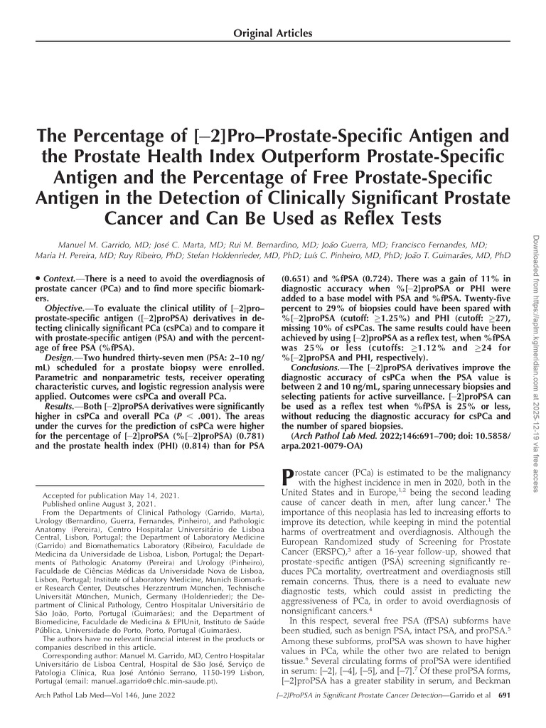 Improving Prostate Cancer Detection with ProPSA | PDF | Prostate ...
