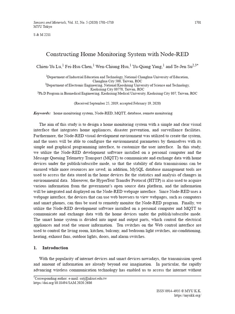 Home Monitoring System with Node-RED | PDF | Computing | Information ...