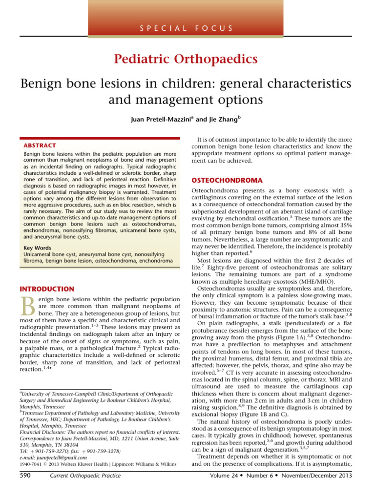 Pediatric Benign Bone Lesions Overview | PDF | Diseases And Disorders ...