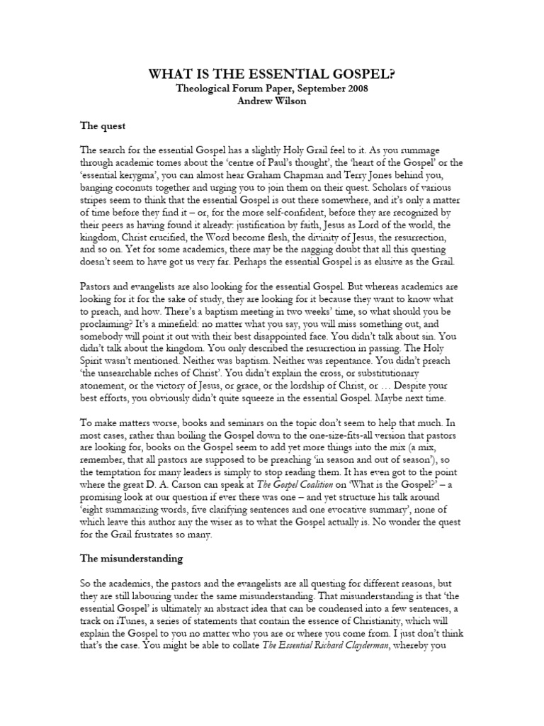 Understanding the Essential Gospel | PDF | Jesus | Acts Of The Apostles
