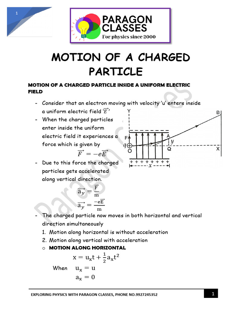 Motion of Charged Particles in Fields | PDF | Magnetic Field | Force