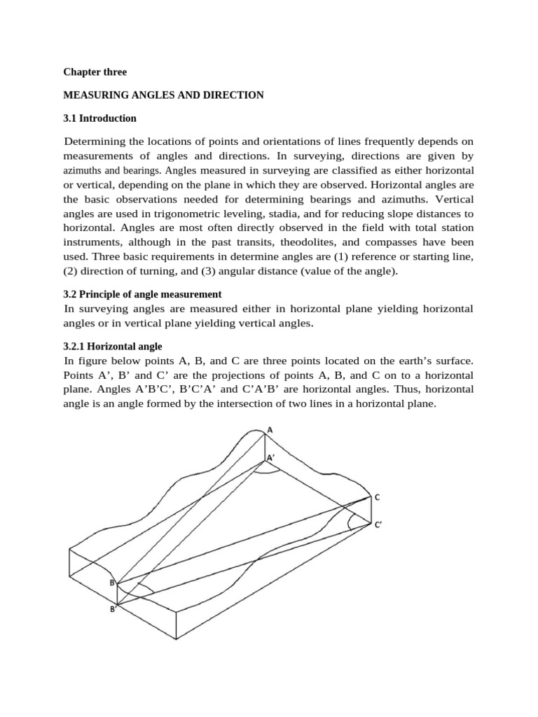 Measuring Angles and Direction (1) | PDF | Azimuth | Angle