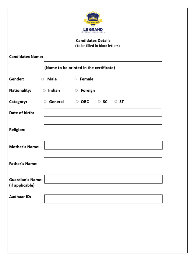 Registration Form Grade 9 (1) | PDF