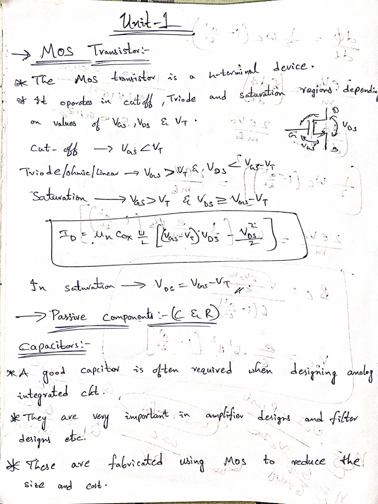 CMOS Analog IC Design - Unit-1 | PDF