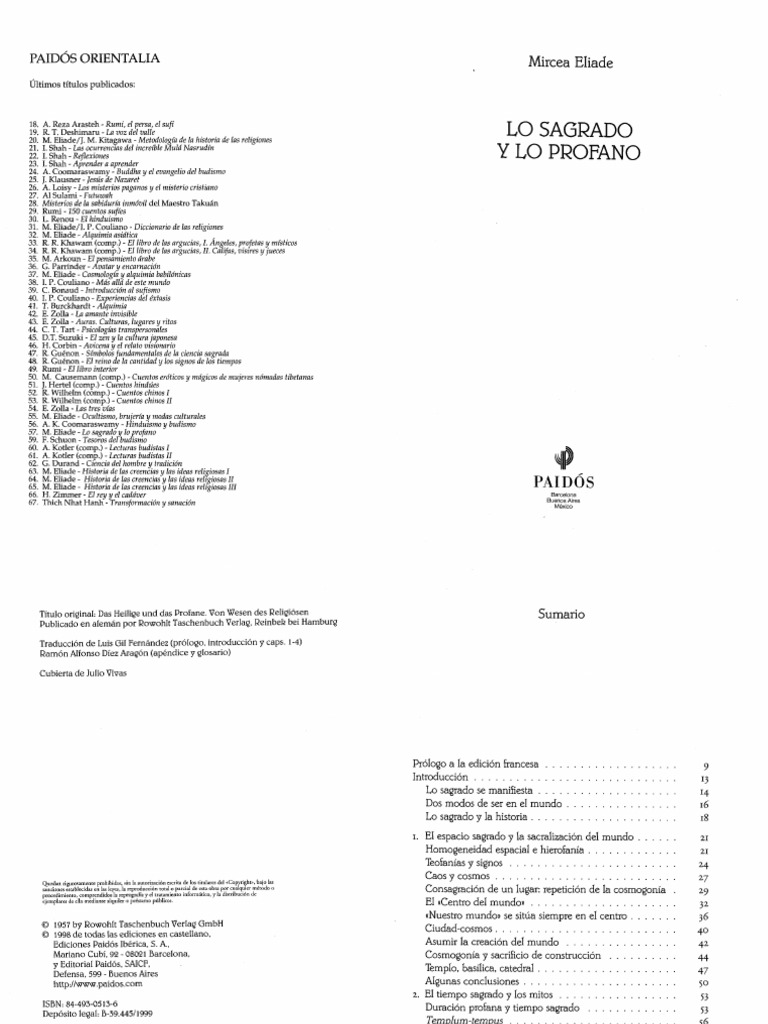 Lo Sagrado y Lo Profano - Mircea Eliade - PP. 4-20 | PDF